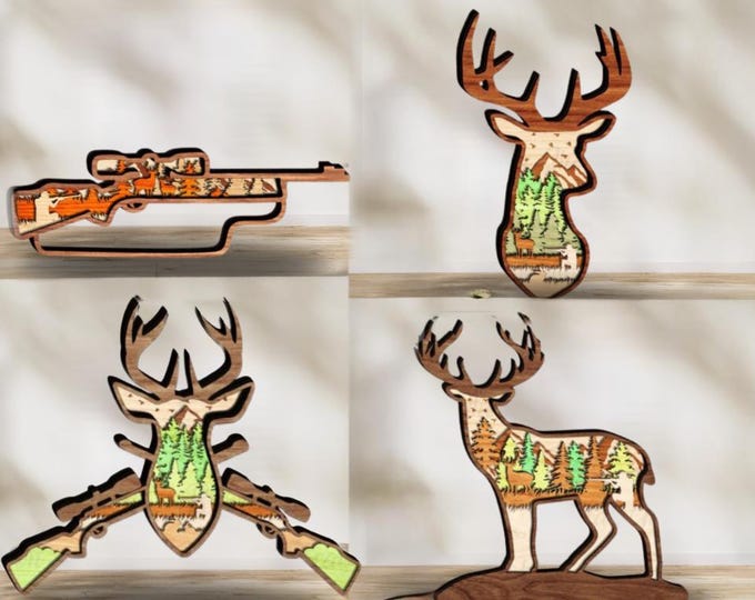 3D Deer Illusion: Laser Cut Wood Art, Engraving Design (PNG, SVG) - Etsy