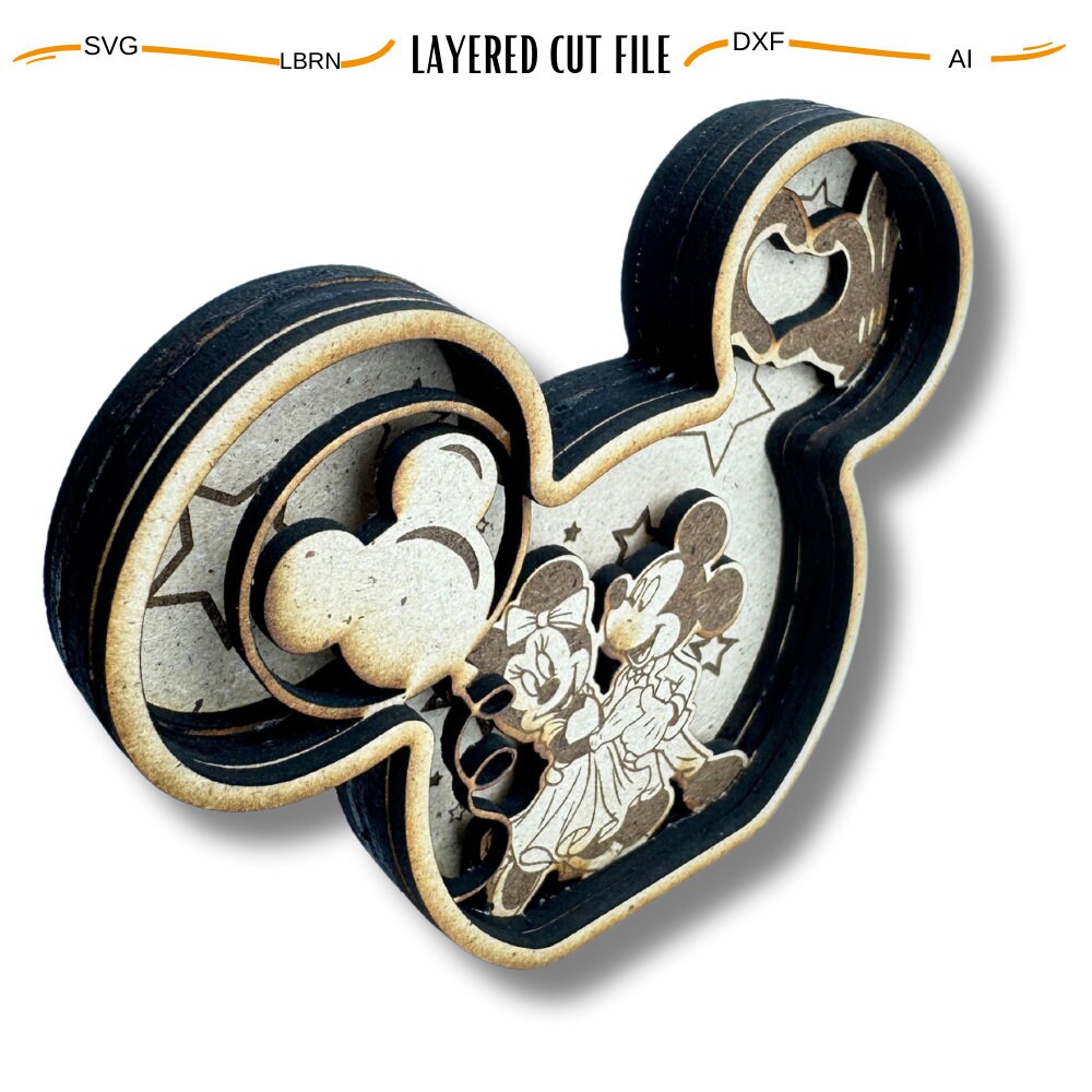 3D Multilayer Mouse Head Laser Cut File, Cartoon Design Machine Files ...