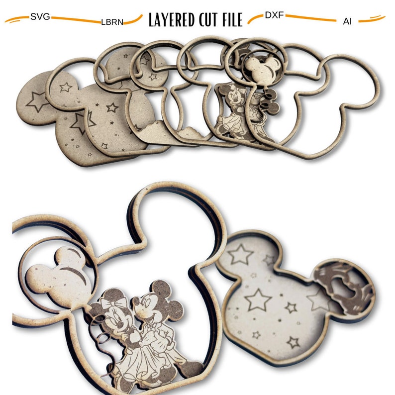 3D Multilayer Mouse Head Laser Cut File, Cartoon Design Machine Files ...