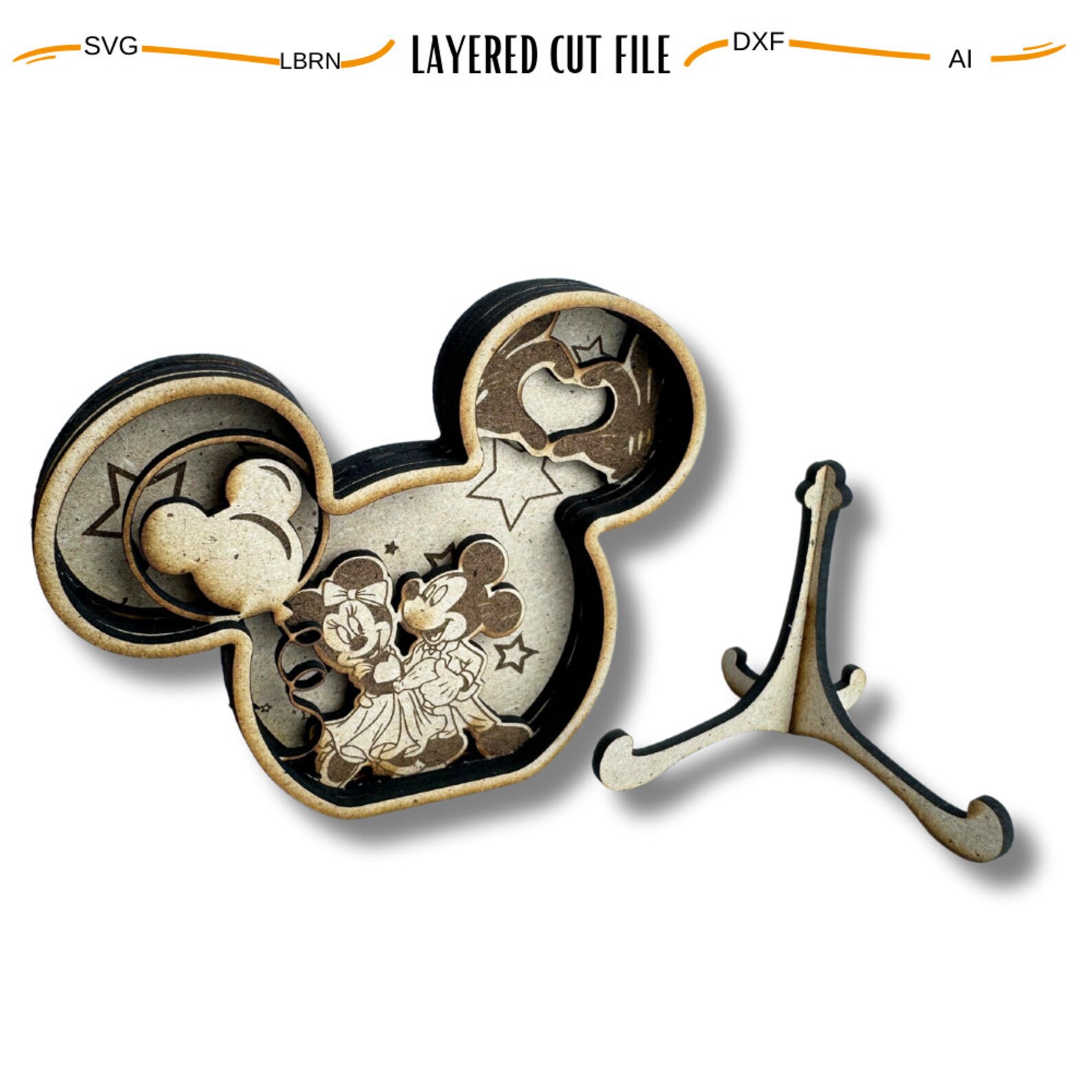 3D Multilayer Mouse Head Laser Cut File, Cartoon Design Machine Files ...