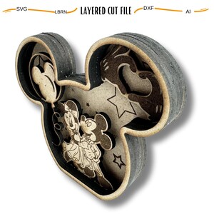 3D Multilayer Mouse Head Laser Cut File, Cartoon Design Machine Files ...