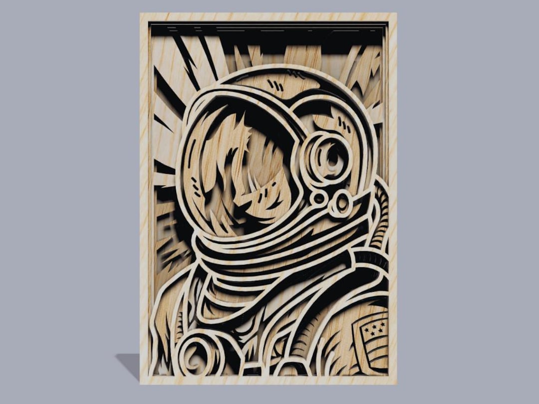 3D Astronaut Multilayer Space Designs for Laser Cutting, Layered Shadow ...