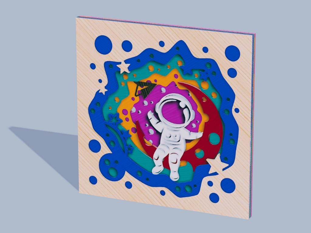 3D Space Astronaut Laser Cut File: Layered Shadow Box SVG DXF - Etsy