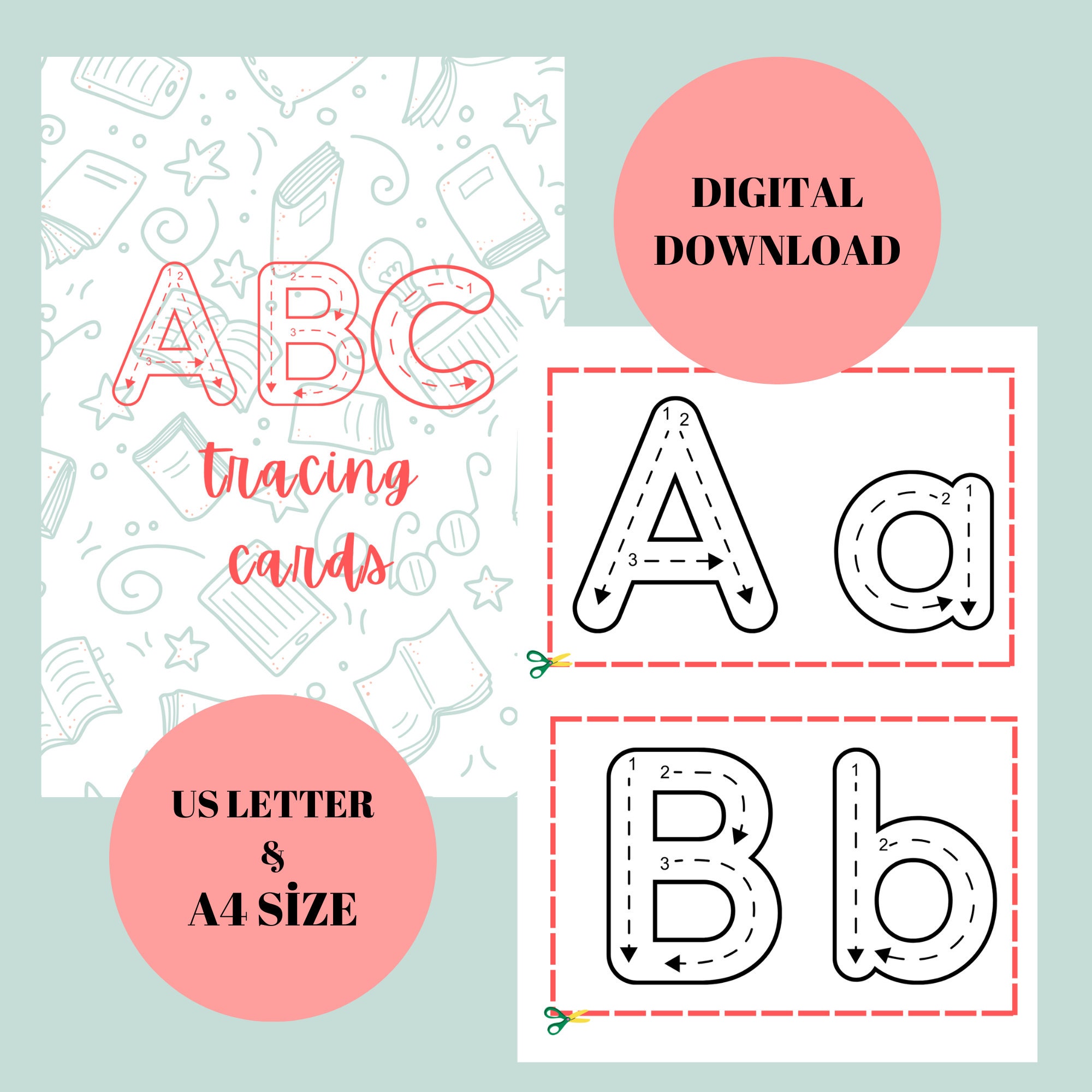 Preschool Alphabet Phonics Tracing Worksheet Printable, Handwriting ...
