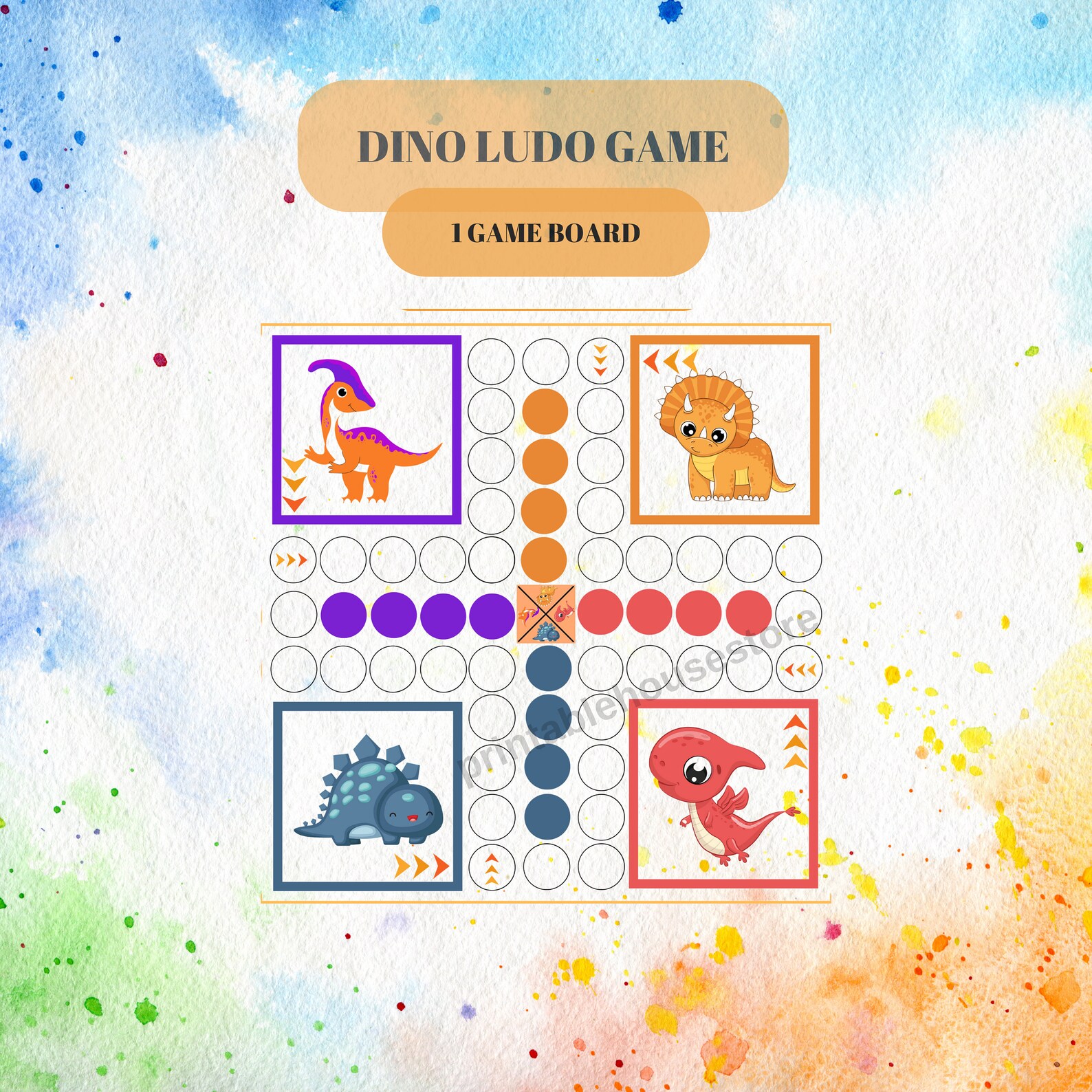 Printable Ludo Board Game Template | Paper Digital Activity | Family ...