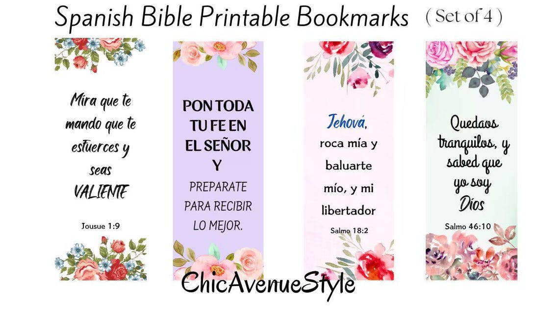 Spanish Bible Bookmarks, Printable Bookmarks, Spanish Bookmarks, Bible ...