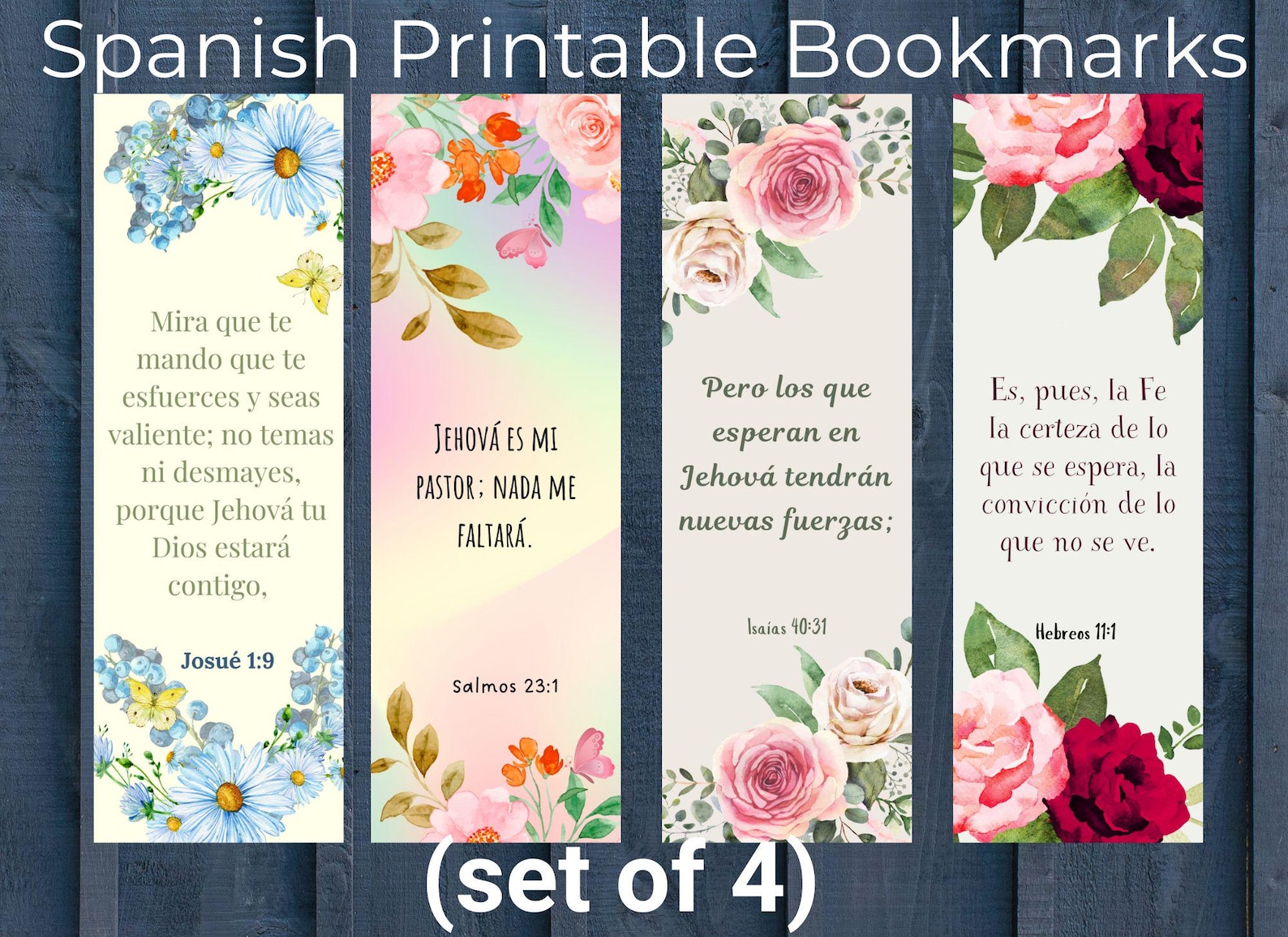 Spanish Bible Printable Bookmarks, Spanish Bible Verse Bookmarks, Book ...