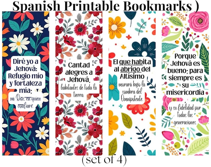 Set of 5 Spanish Bible Verse Printable Bookmarks, Christian Scripture ...