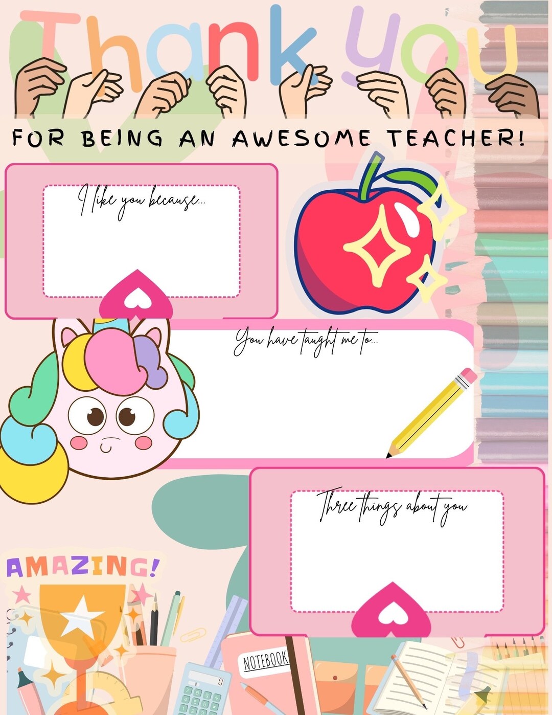 Teacher Appreciation Printable Card for Gifting - Etsy