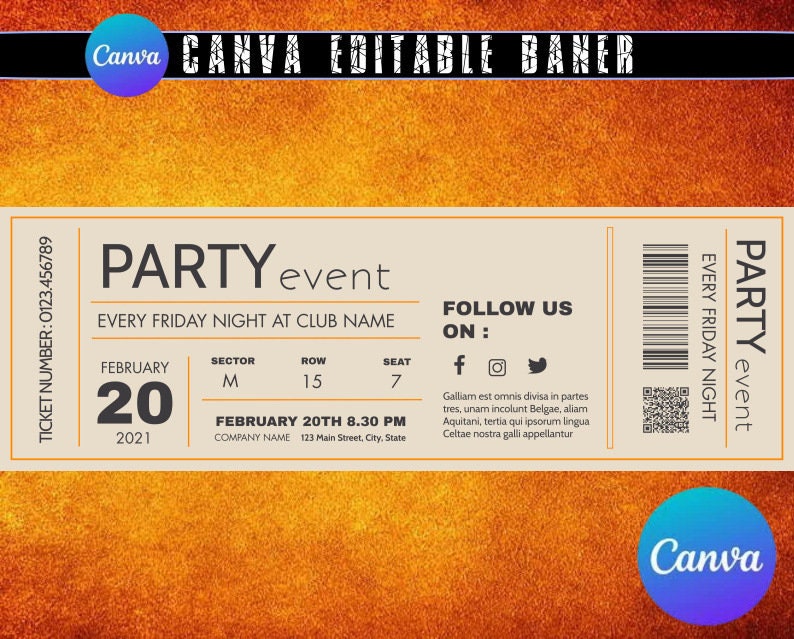 Vintage Retro Editable Ticket Template, Custom Ticket Gift, Surprise ...