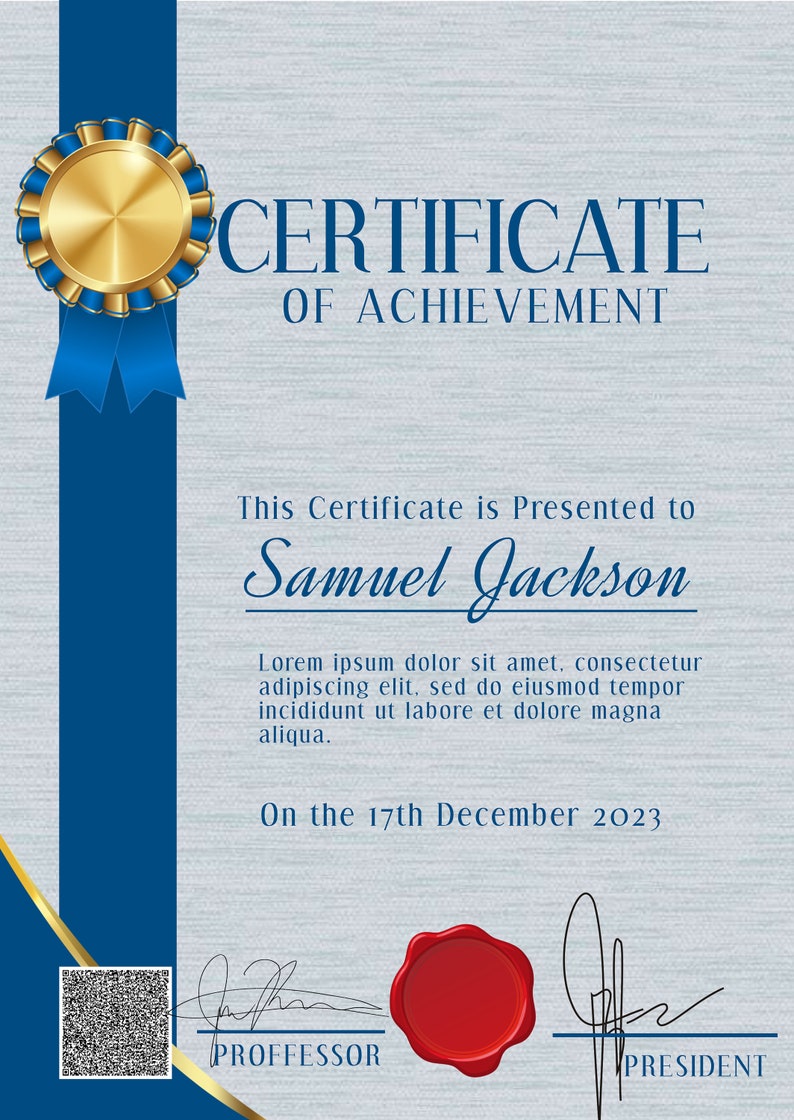 Personalized Printable DIGITAL Certificate. Certificate Template Design ...