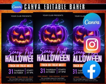 Halloween Party Flyer. Printable Party Flyer Template. DIY Template ...