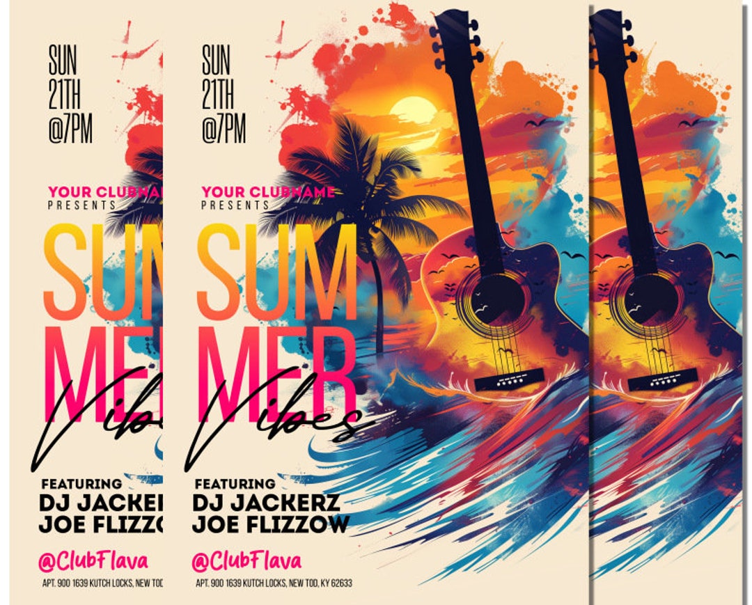 Summer Printable Party Flyer Template. DIY Template Design. Canva ...