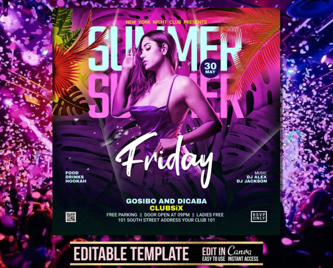 Summer Fun Party Flyer, DIY Flyer Template Design, Night Club Event ...