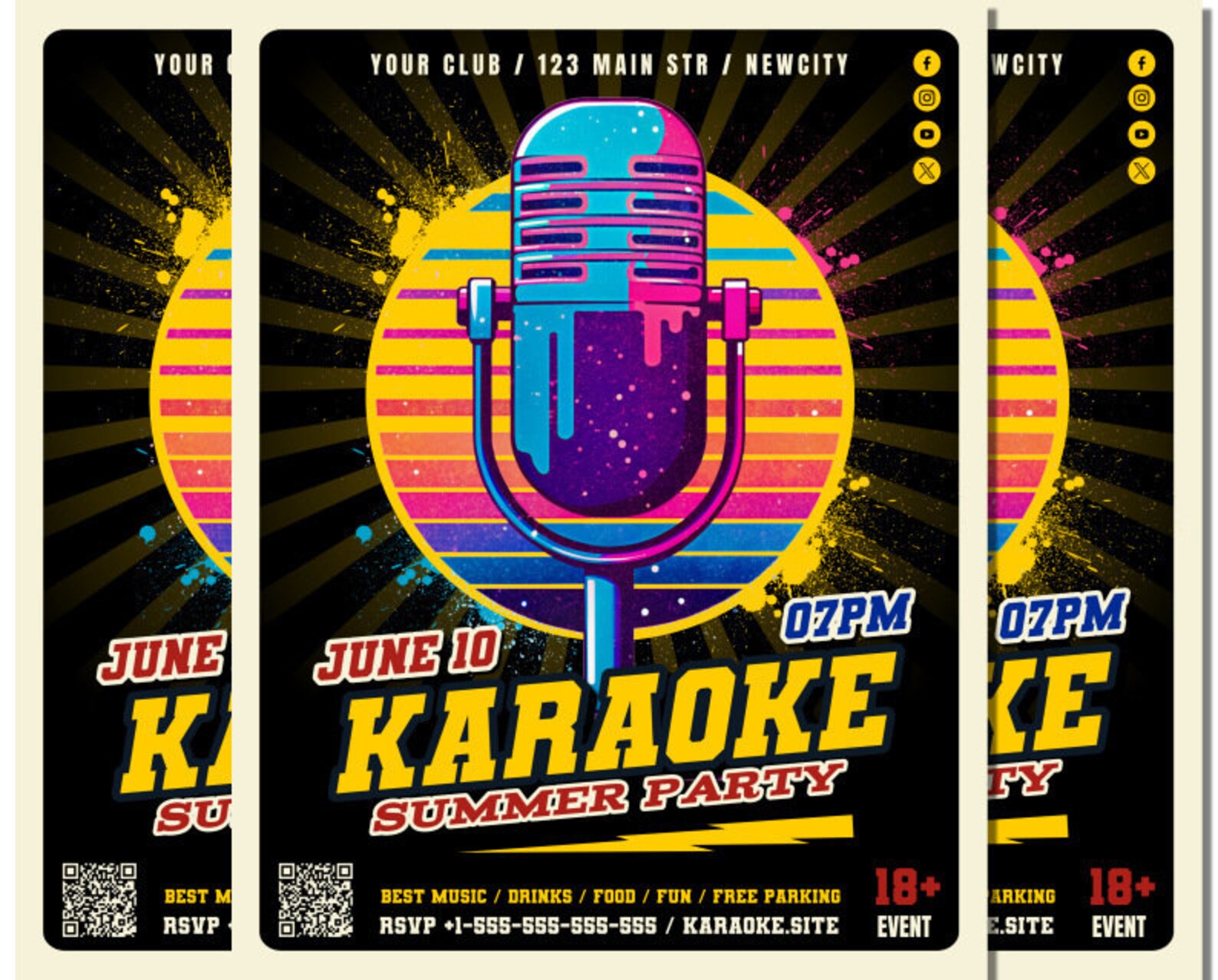 Karaoke Printable Party Flyer Template. DIY Template Design. Canva ...