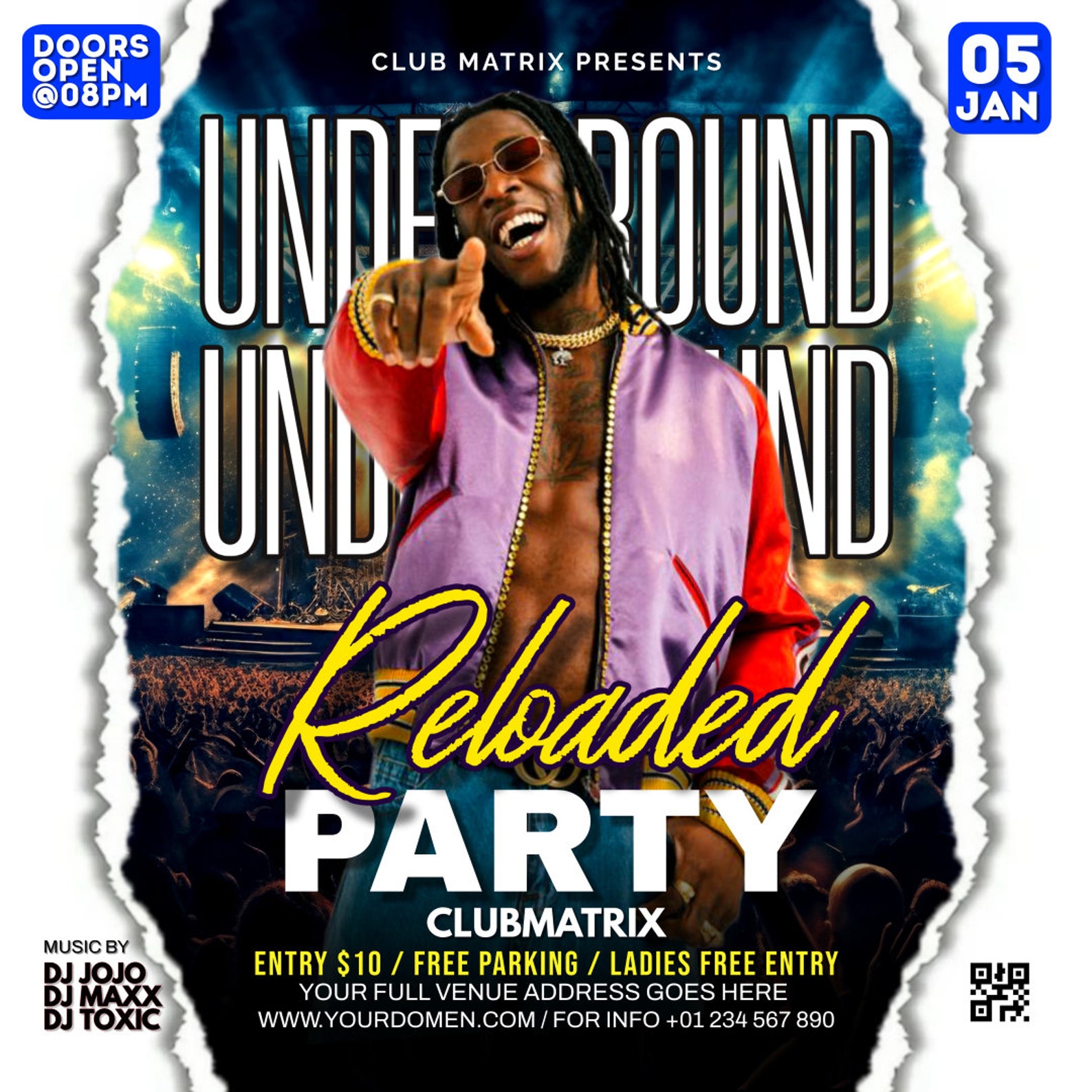 Underground Party Flyer, DIY Flyer Template Design, Night Club Event ...