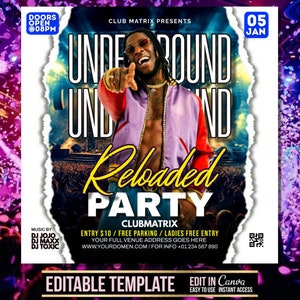 Underground Party Flyer, DIY Flyer Template Design, Night Club Event ...