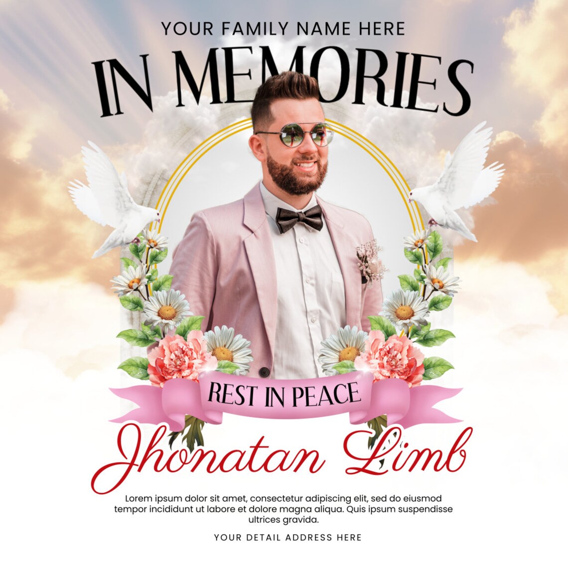 Memorial Funeral Announcement Flyer, Funeral Announcement Template ...
