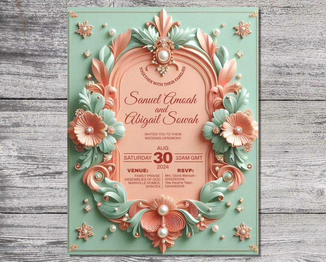 Custom Printable Wedding Invitation Template. Personalized Wedding ...