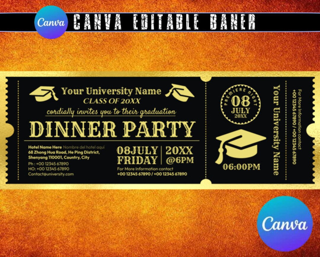 Dinner Party Editable Ticket Template, Custom Ticket Gift, Surprise ...