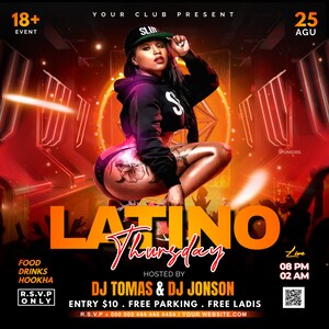 LATINO Night Party Flyer, DIY Flyer Template Design, Night Club Event ...