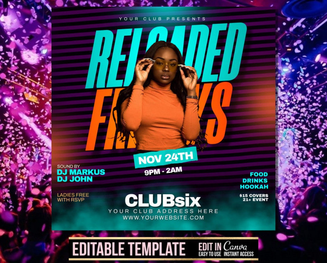 Club Party Flyer, DIY Flyer Template Design, Night Club Event Invite ...
