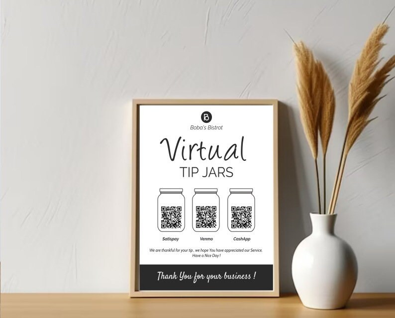 Printable Virtual Tip Jar Venmo Payment Sign QR Code Sign Template ...