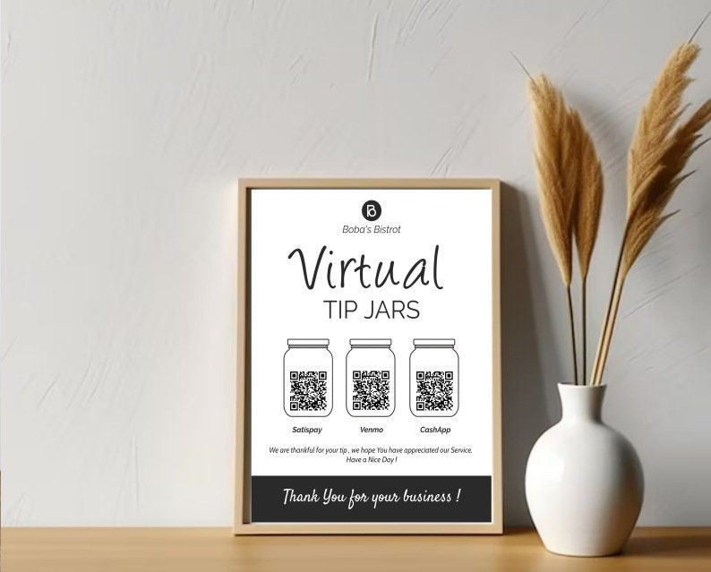 Printable Virtual Tip Jar Venmo Payment Sign QR Code Sign Template ...