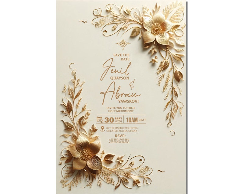 Custom Printable Wedding Invitation Template. Personalized Wedding ...