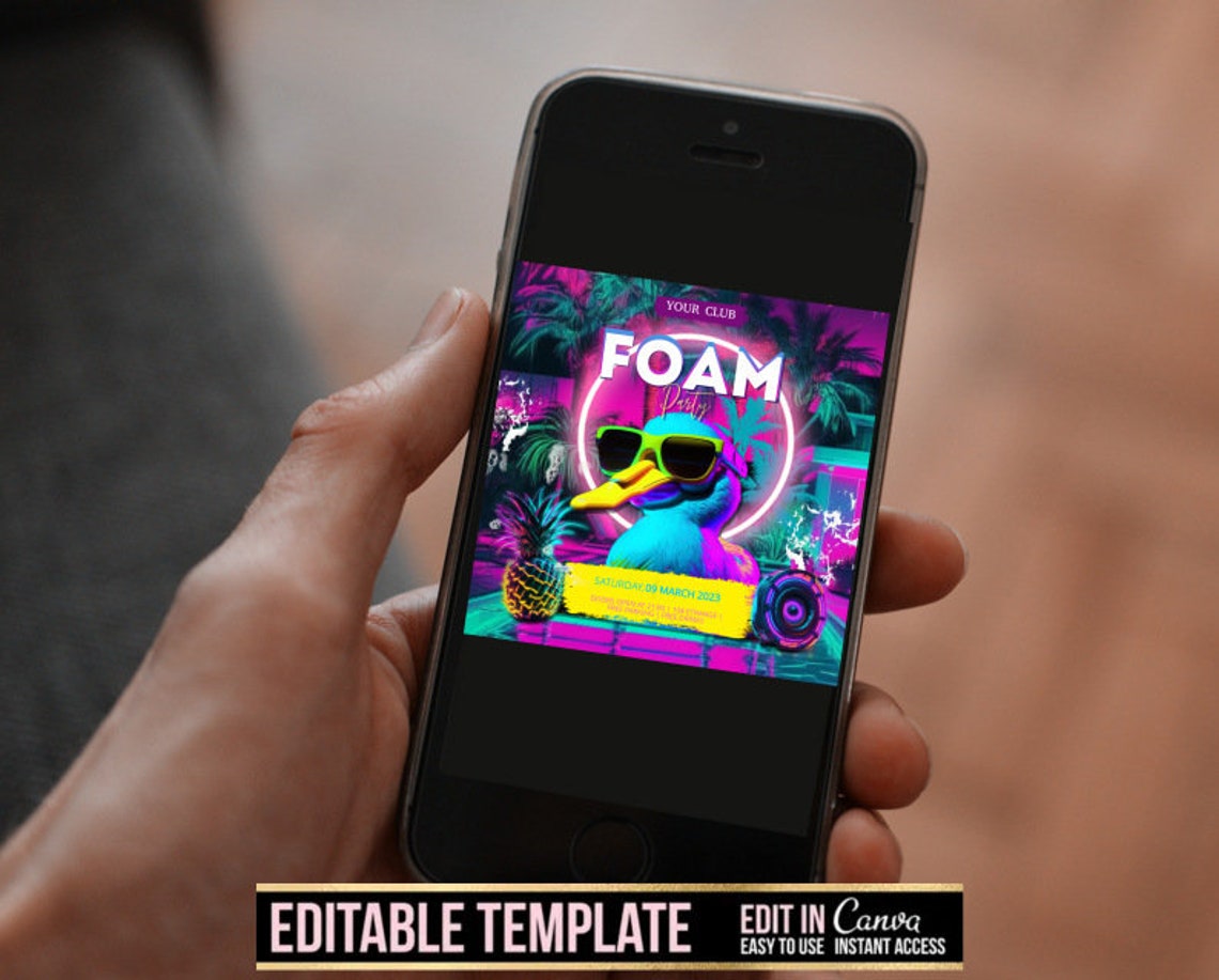 Foam Party Flyer, DIY Flyer Template Design, Night Club Event Invite ...