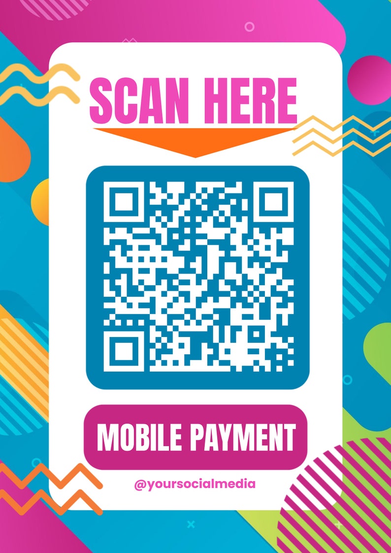 Scan to Pay Sign Template Canva QR Code Printable Payment Sign ...