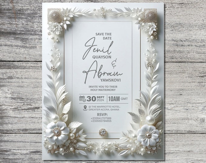 Custom Printable Wedding Invitation Template. Personalized Wedding ...