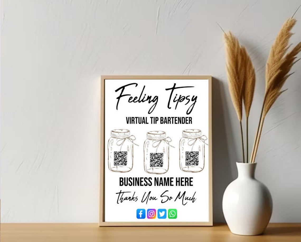 Printable Virtual Tip Jar Venmo Payment Sign QR Code Sign Template ...