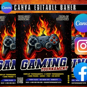 Gaming Tournament Poster. Printable Party Flyer Template. DIY Template ...