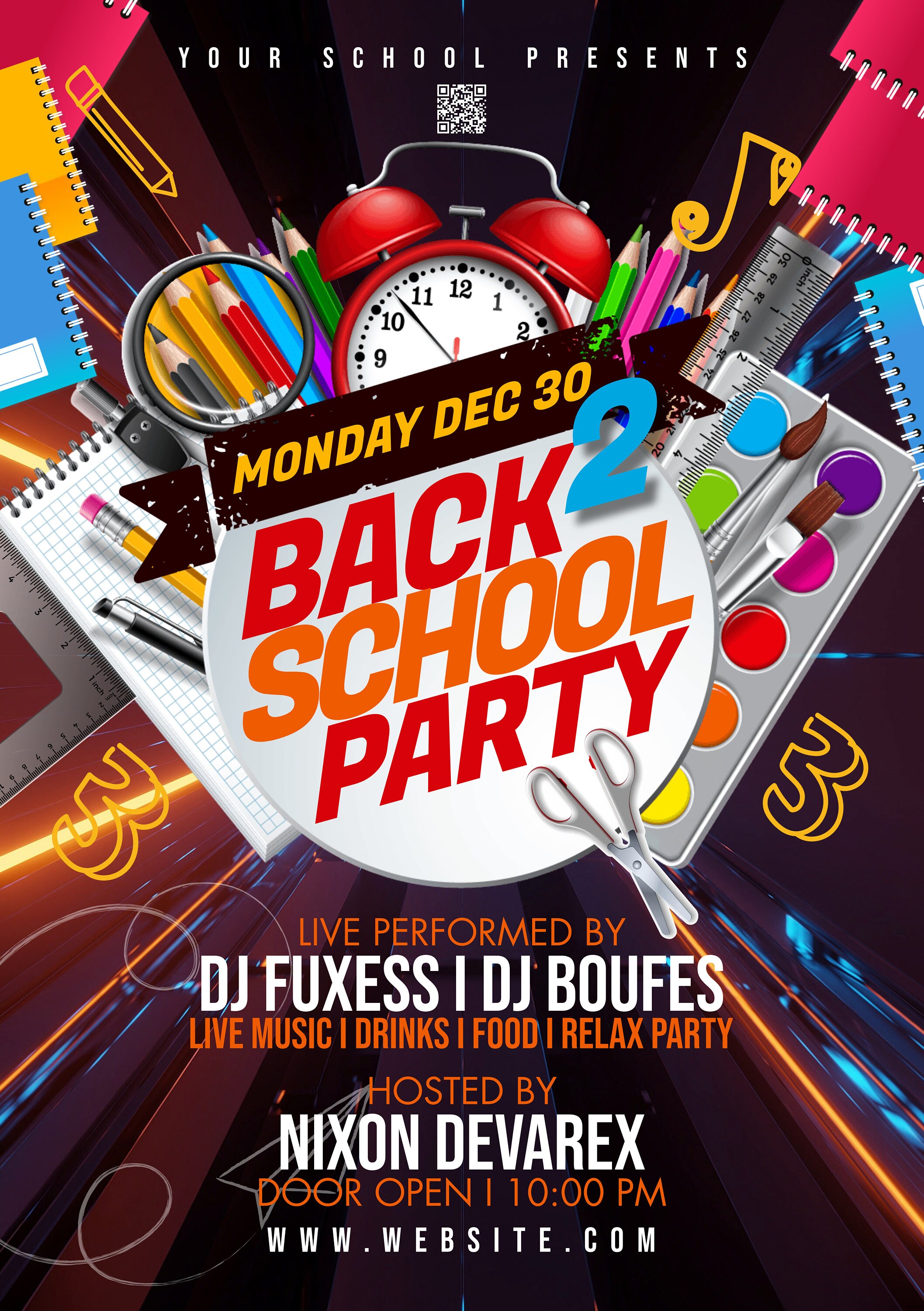 Back to School Editable Club Flyer Template for Canva, DIY Event Flyer ...