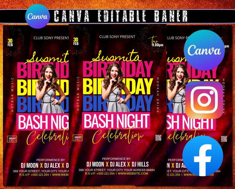 Birthday Bash Flyer. Printable Party Flyer Template. DIY Template ...