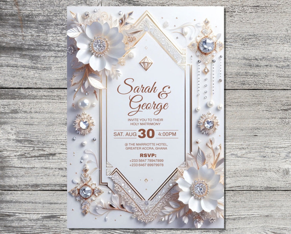 Custom Printable Wedding Invitation Template. Personalized Wedding ...