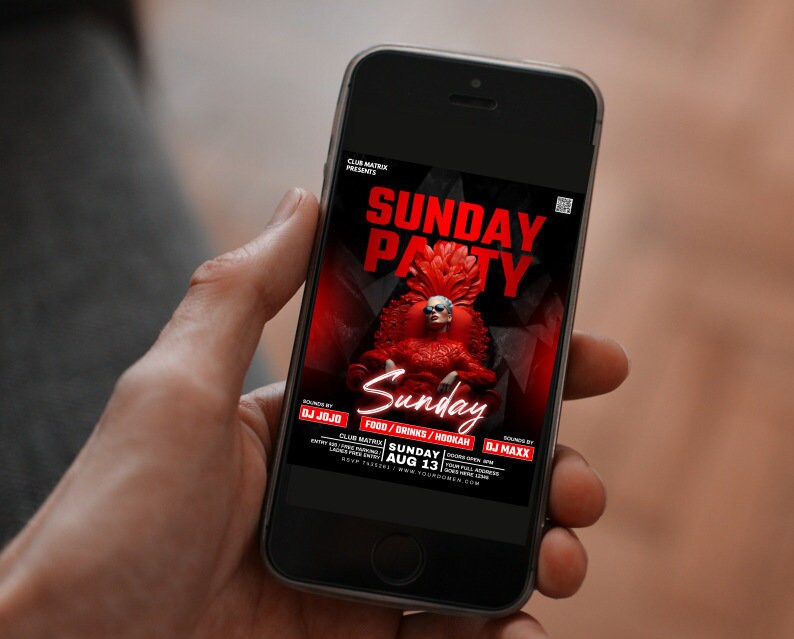 Sunday Night Party Flyer, DIY Flyer Template Design, Night Club Event ...