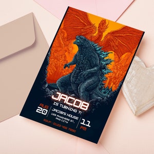Editable Godzilla Invitation Template,editable Godzilla Birthday ...