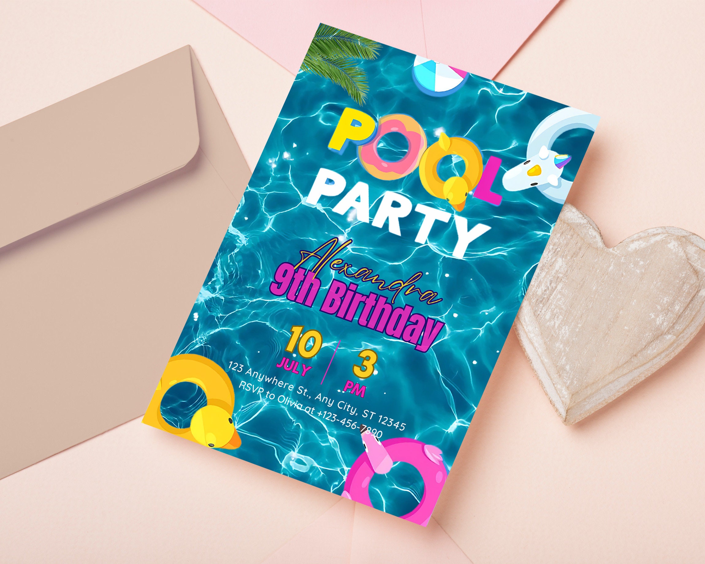 Editable Pool Party Invitation,printable Pool Party Birthday Invitation ...