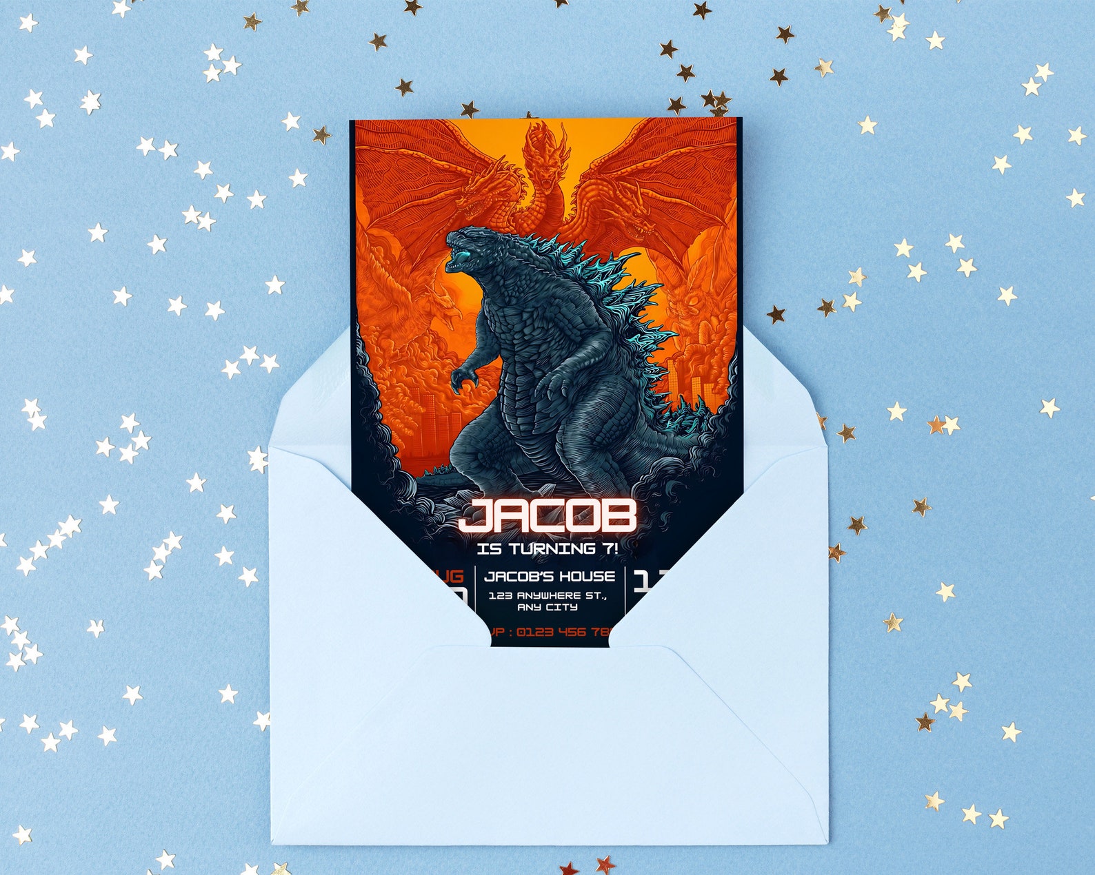Editable Godzilla Invitation Template,editable Godzilla Birthday ...