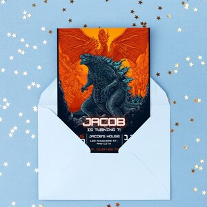 Editable Godzilla Invitation Template,editable Godzilla Birthday ...