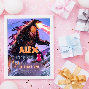 Editable Godzilla Invitation Template,editable Godzilla Birthday ...