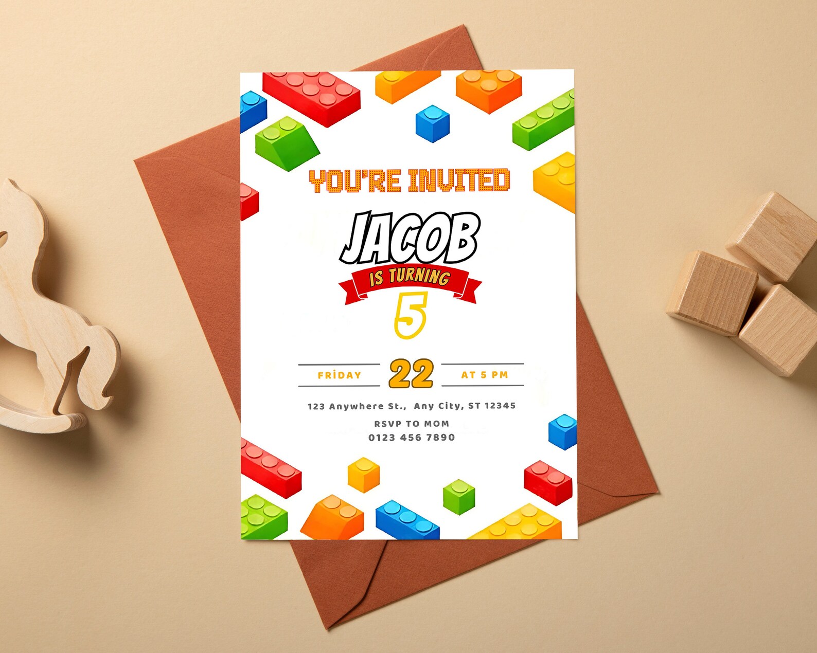 Editable Building Blocks Invitation Digital,printable Building Blocks ...