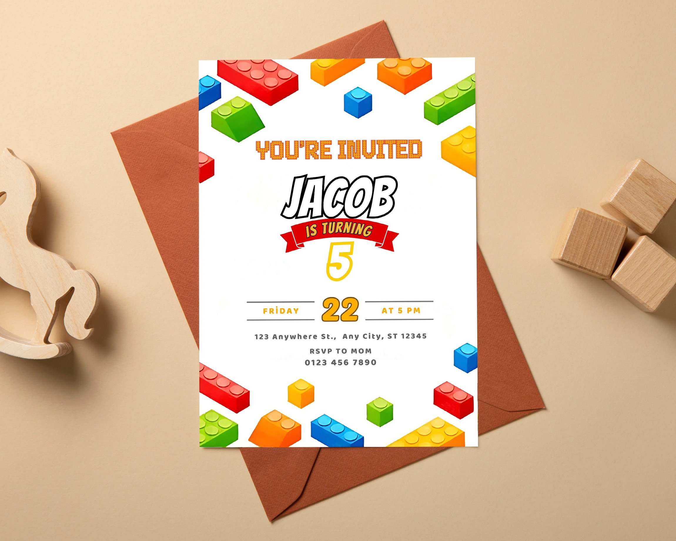 Editable Building Blocks Invitation Digital,printable Building Blocks ...