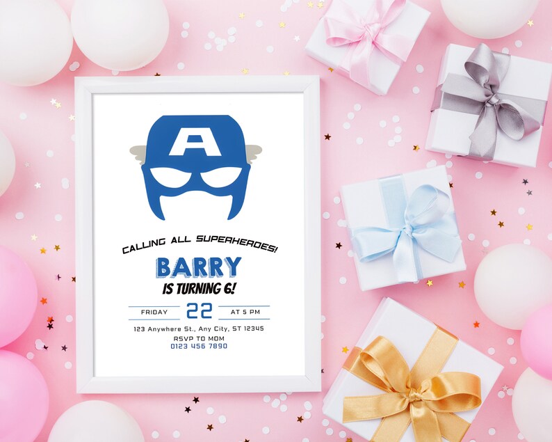 Editable Captain Superhero Invitation Template,editable Superhero ...