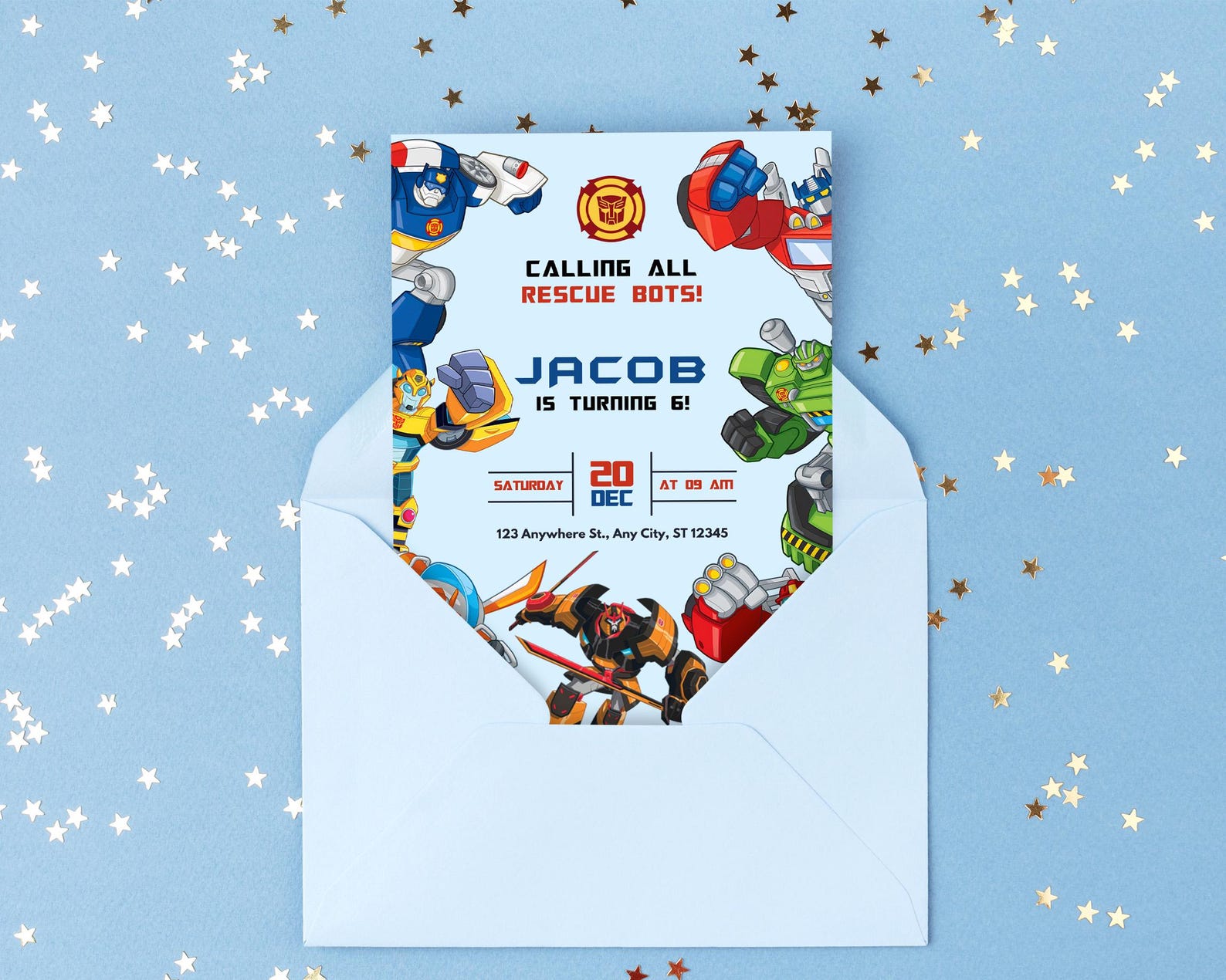 Editable Rescue Bots Birthday Invitation,printable Rescue Bots Birthday ...