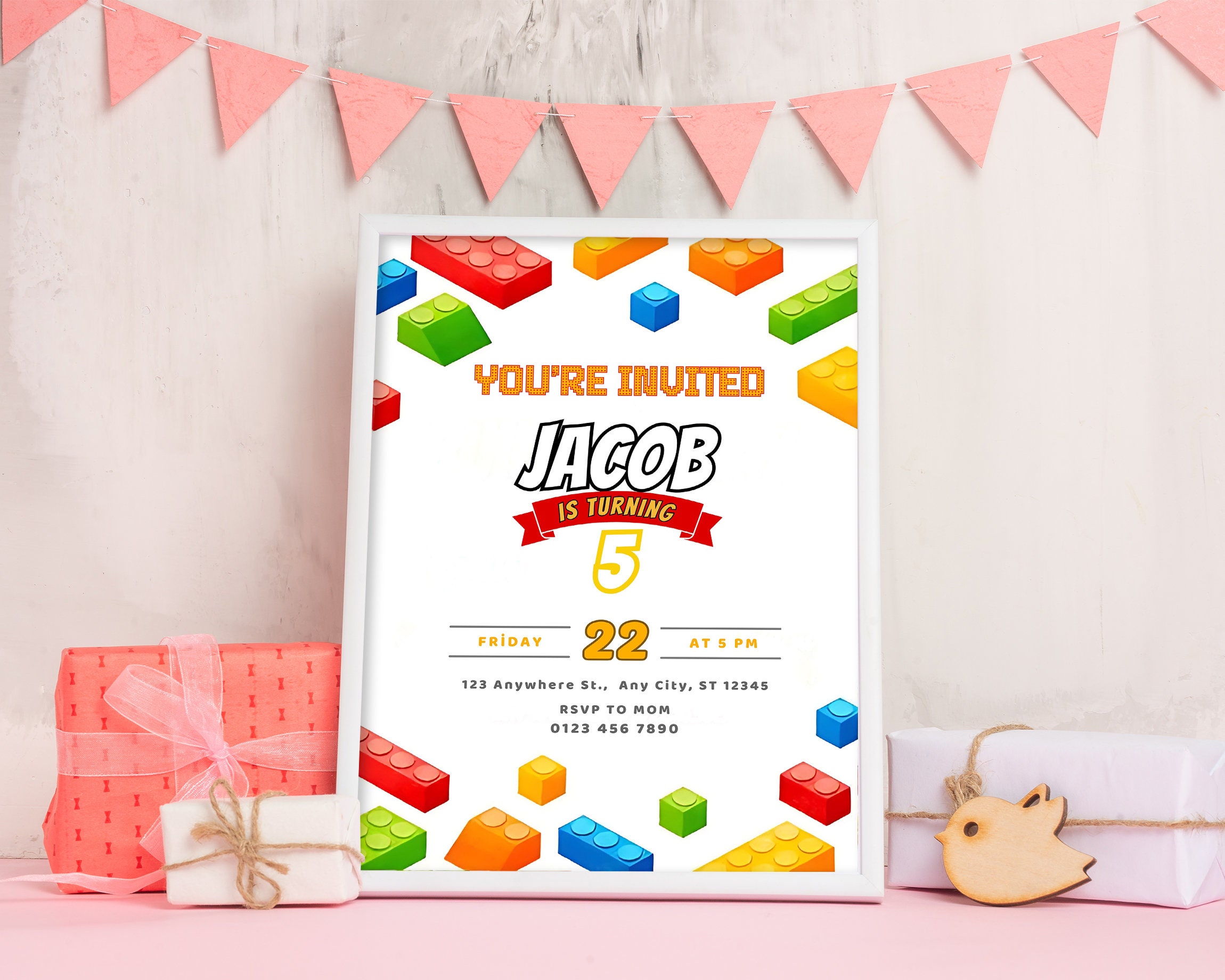 Editable Building Blocks Invitation Digital,printable Building Blocks ...