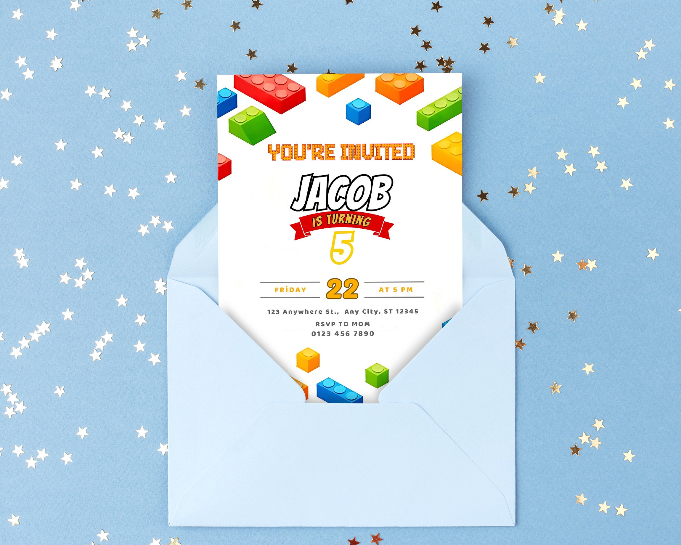 Editable Building Blocks Invitation Digital,printable Building Blocks ...
