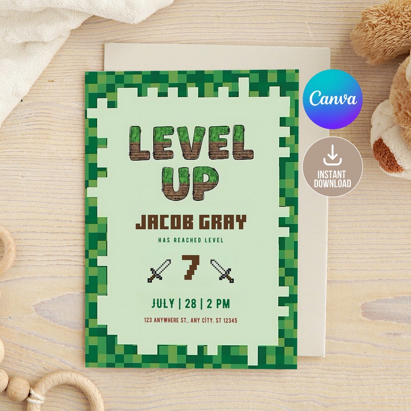 Mincraft Invitations - Etsy